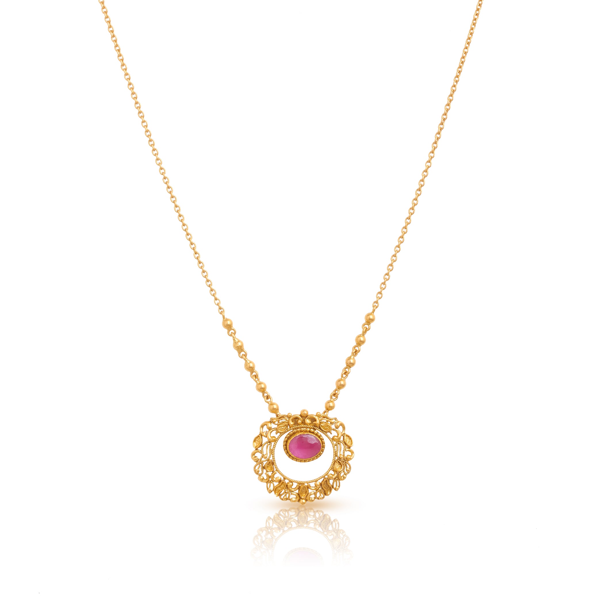 Buy Floral Ruby Gold Necklace | Zaveri Bros